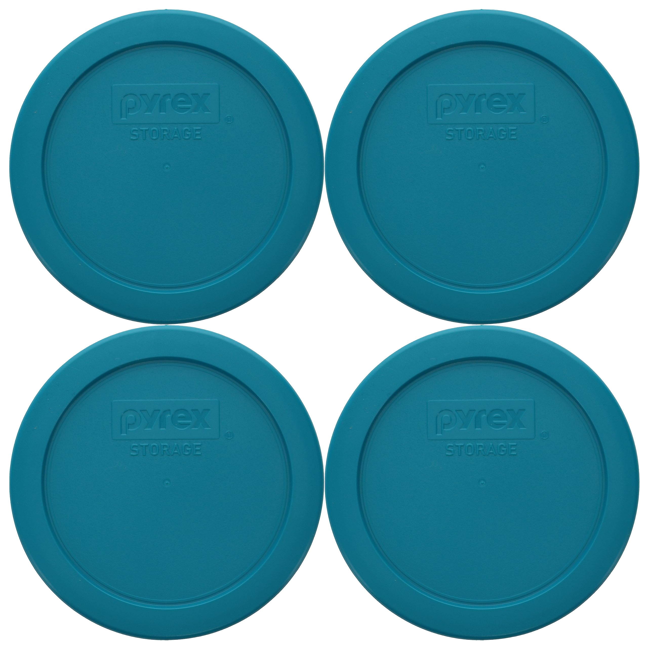 Pyrex 7200-PC 2-Cup Adriatic Blue Food Storage Replacement Lid Made in the USA - 4-Pack