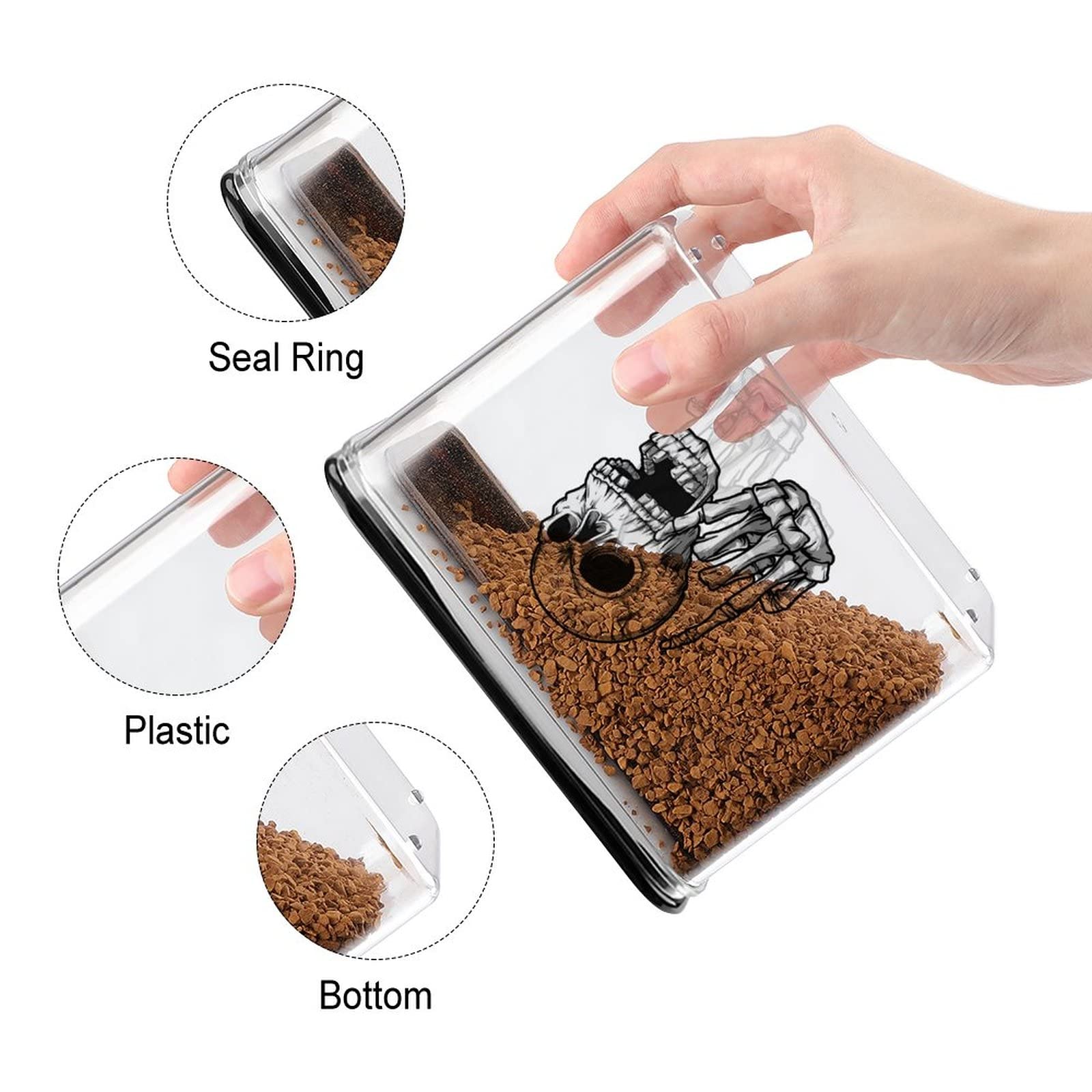 Rock 'N Roll Skull Storage Box Plastic Food Organizer Container Canisters with Lid for Kitchen