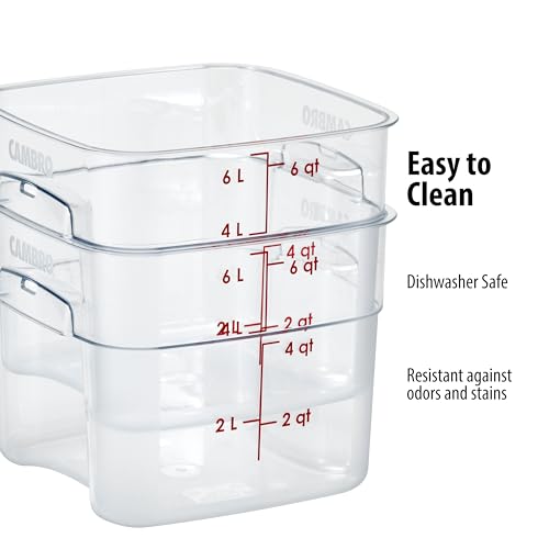 Cambro FreshPro 6Qt Food Storage Container in Clear for Industrial and Kitchen Use, Pantry Organization and Food Freshness