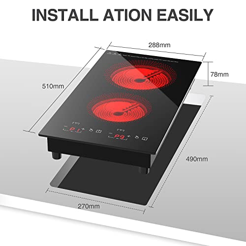 ANHANE Electric Cooktop 2000W Electric Hot Plate Double Burner,110v Portable Electric Stove for Cooking, Infrared Burner Built-in,20 Temperature Ajustement,Compatible for All Cookware