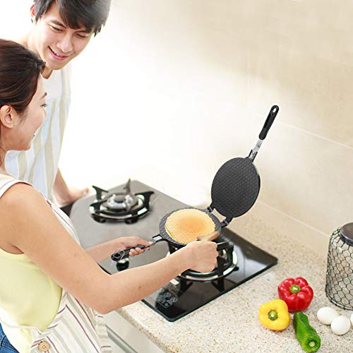 Waffle Maker,Deep Fill Non-Stick Plates Teflon Coating for Easy Clean 7 Slice Unique Waffle Round Baking Pan Bakeware for Snacks Breakfast, Fuel Gas Stoves Only