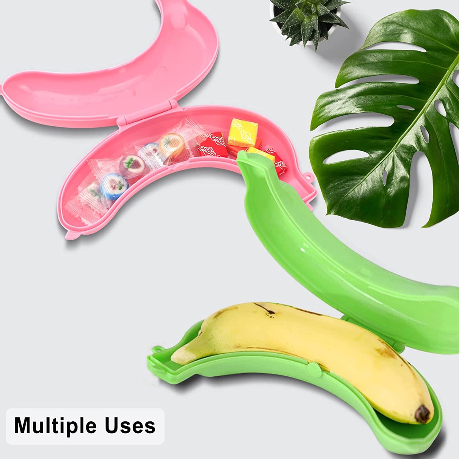 JDYYICZ 3 packs Banana Saver/Container Storage Case (Yellow, Green, Pink)