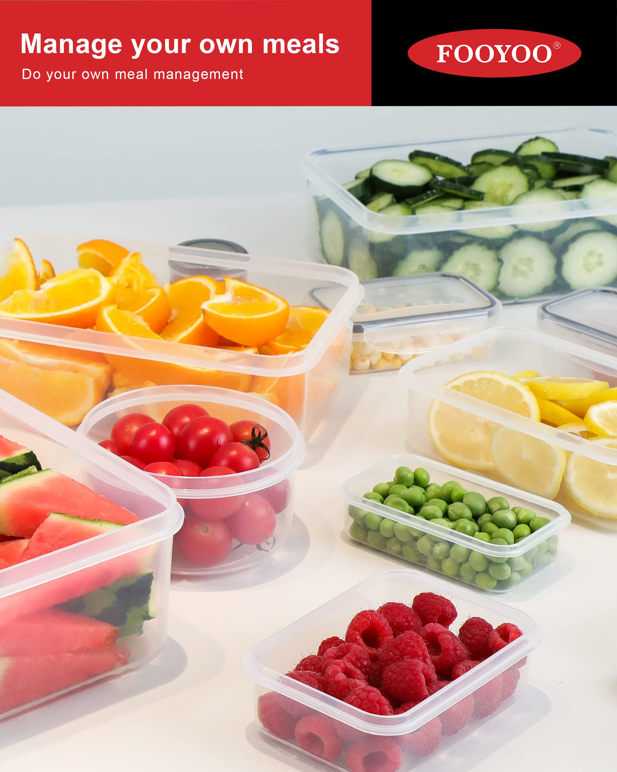 FOOYOO 56 Pcs Large Food Storage Containers Set with Lids (28 Containers & 28 Snap Lids) - Airtight Plastic Containers for Pantry & Kitchen Organization, BPA-Free, Leak-Proof with Labels & Pen