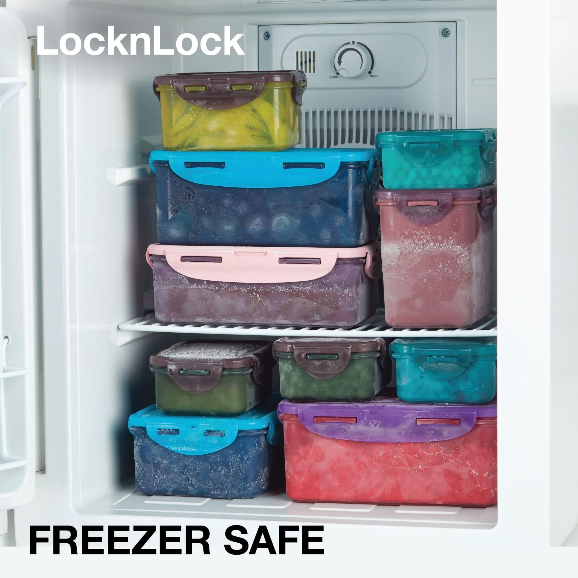 LocknLock Eco Square Food Containers with Lids Set of 5 - Plastic Airtight & Watertight Food Storage Containers, BPA Free & Dishwasher Safe, 5 x 870ml