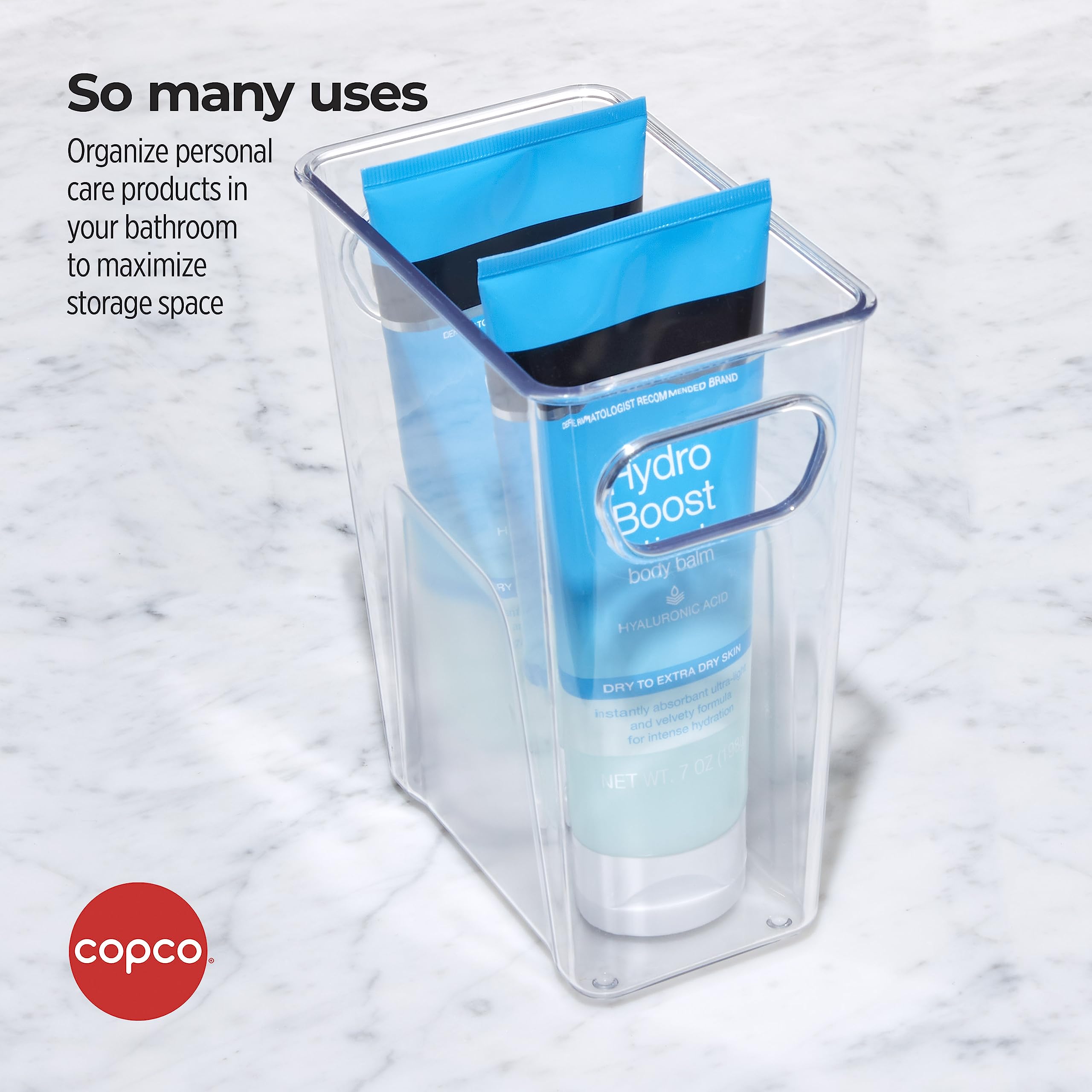 Copco Mini Tall Storage Bin, 5.5 x 3.5 x 7 Inch, Clear