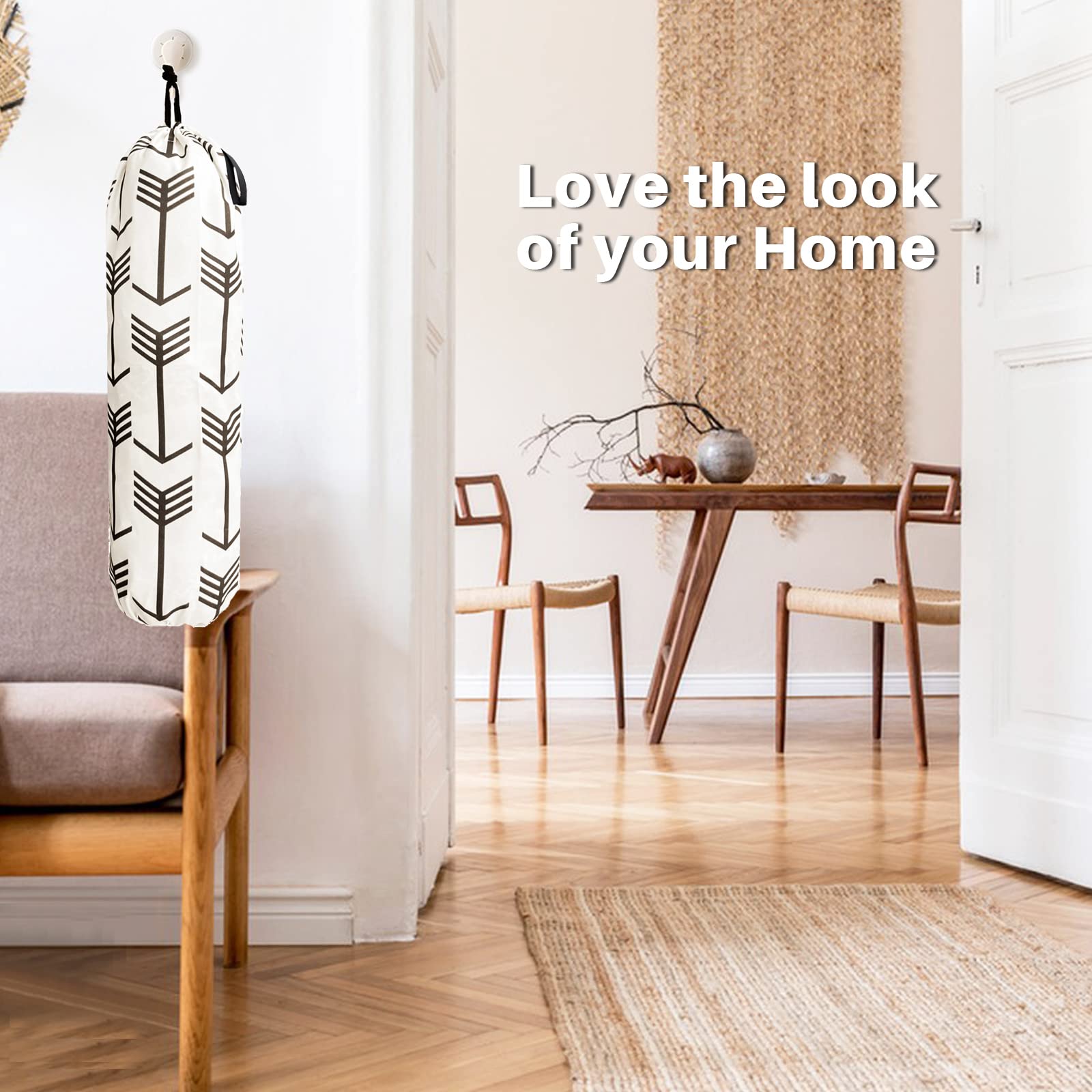 TOGETRUE Plastic Bag Holder, Wall Mount Large Grocery Bag Holder for Plastic Bags Storage, Lightweight Shopping Bags Carrier Dispensers with Hanging Loop for Farmhouse Home Kitchen Decor (White)