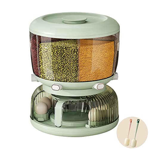40lb Rice and Grain Storage Container, 360° Rotating Food Dispenser Measuring Cylinder with Lid Moisture Resistant Household, Airtight Storage of Black Rice, Yellow Rice and Other Small Beans