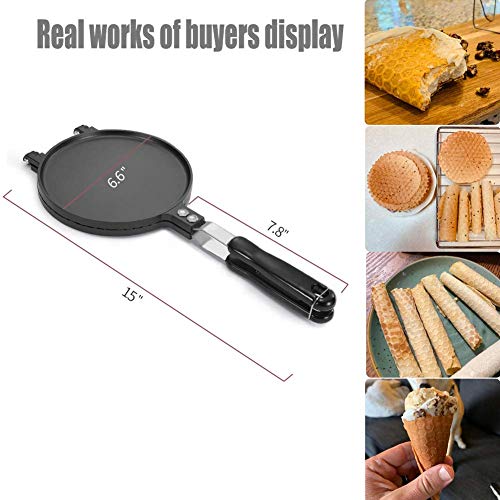 Waffle Maker,Deep Fill Non-Stick Plates Teflon Coating for Easy Clean 7 Slice Unique Waffle Round Baking Pan Bakeware for Snacks Breakfast, Fuel Gas Stoves Only