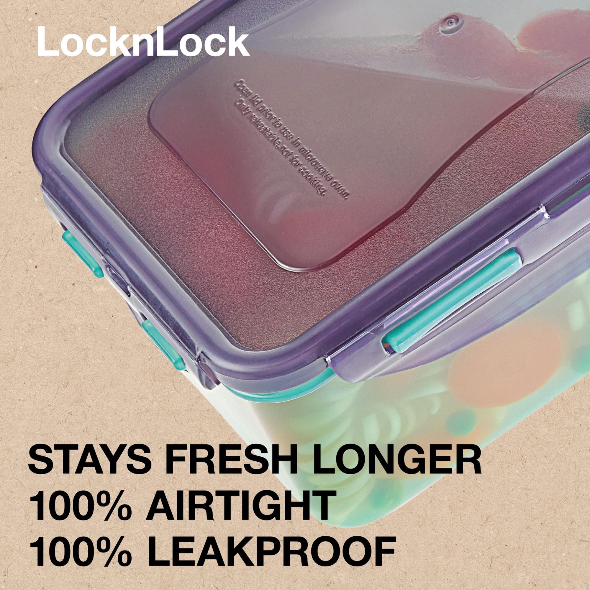 LocknLock Eco Square Food Containers with Lids Set of 5 - Plastic Airtight & Watertight Food Storage Containers, BPA Free & Dishwasher Safe, 5 x 870ml