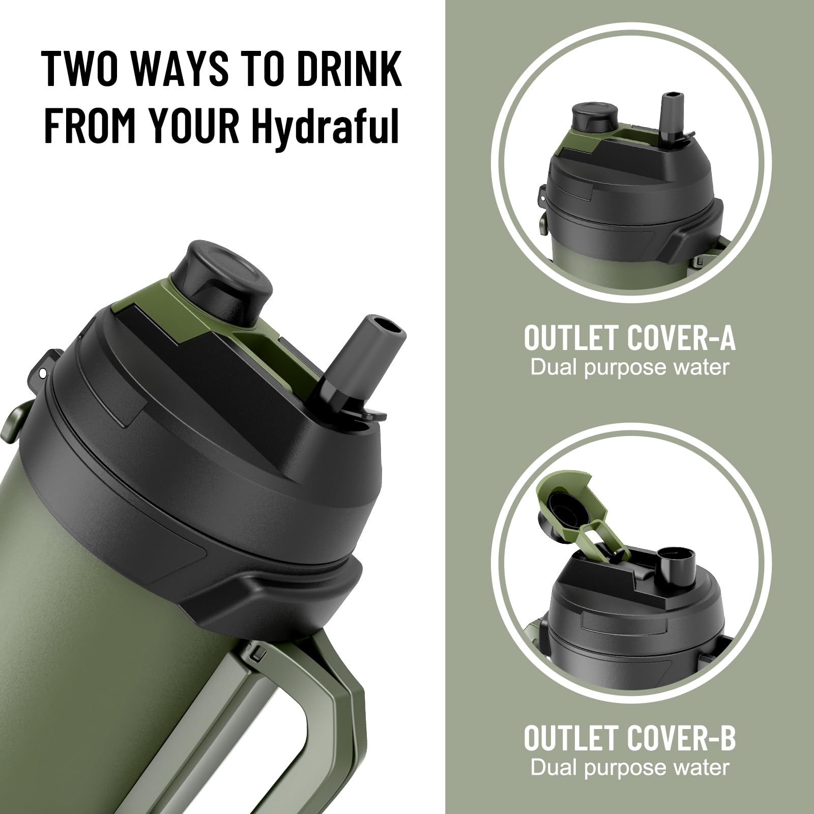 Hydraful Gallon Jug, 128oz Large Insulated Stainless Steel Sports Water Jug, Large Triple Wall Vacuum Insulation Water Bottle-Keeps Cold up to 48 Hrs-Sweat Proof,for Gym, Hiking & Camping