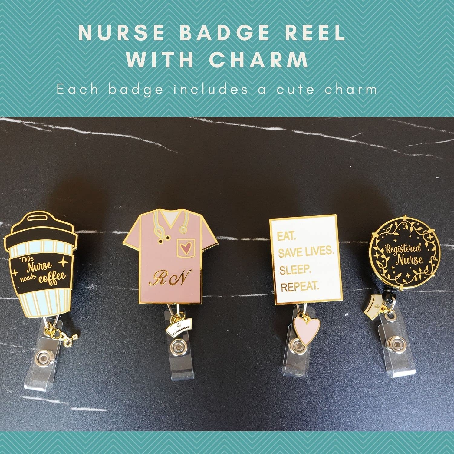 First Lifesaver Nurse Badge Reel - Retractable Nursing Badge Reel with Charm for Nurses, Nursing Students, NP (Be Kind)