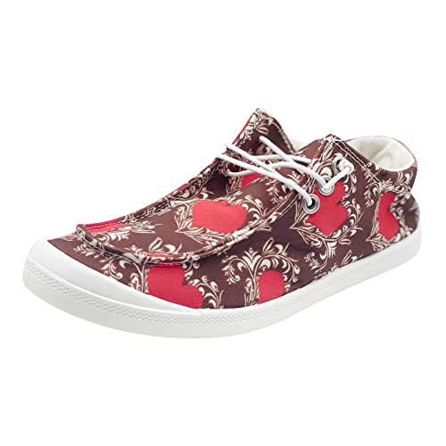 Women Shoes Casual Valentine Day Love Printing Sports Shoes Canvas Fashion Casual Shoes Narrow Shower Slippers Women Red