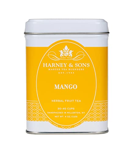 Harney & Sons Loose Herbal Fruit Tea Mothers Day Variety Gift Set (2 Pack, 8oz Total) - Mango & Peach Fruit Tea - Hibiscus, Rosehips, Apple Pieces & Natural Orange and Citrus Flavors - Caffeine-Free