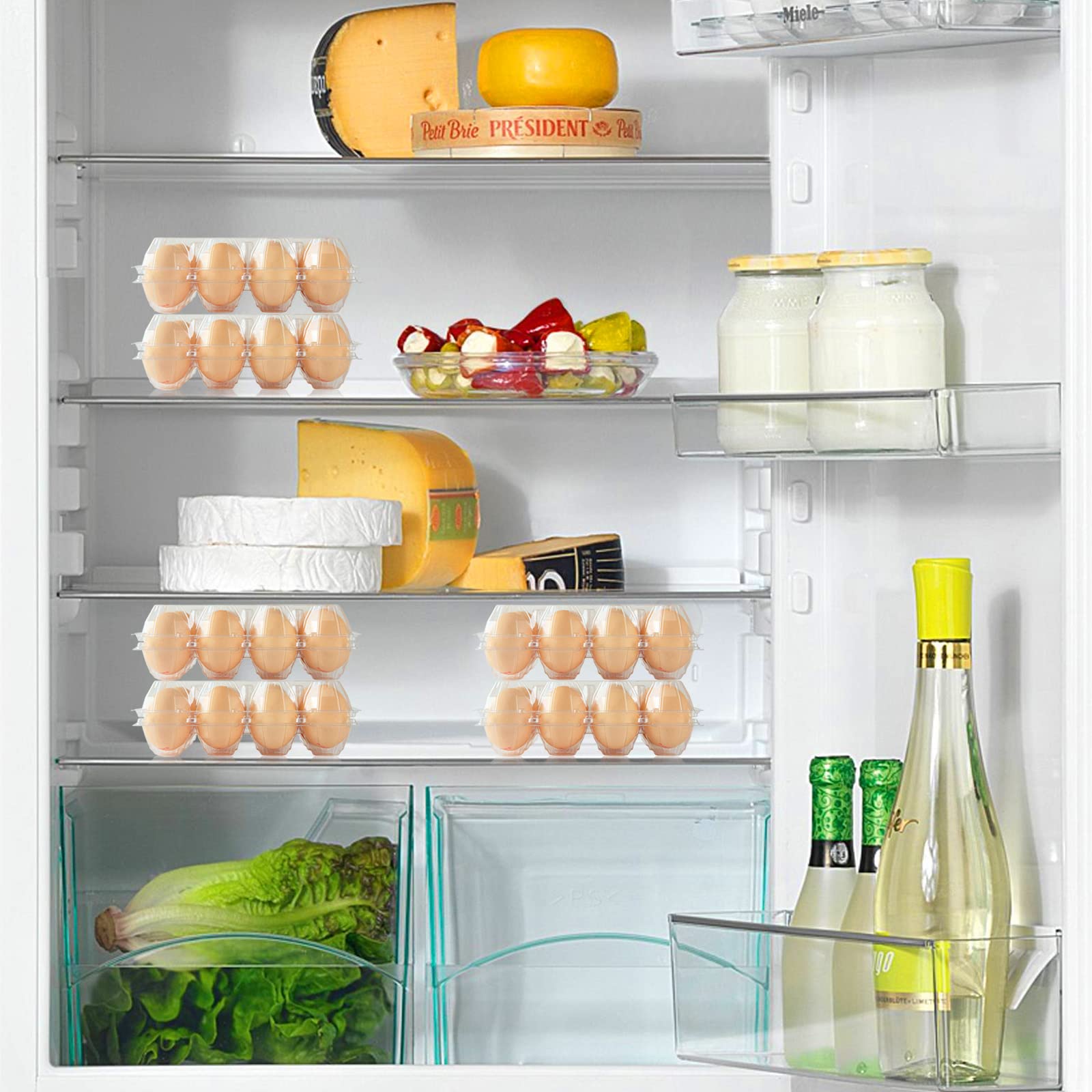 LISHINE 40 Pack Egg Cartons Cheap Bulk, Reusable Plastic Egg Cartons for Chicken Eggs, 1 Dozen Holds up to 12 Eggs, Clear Empty Reusable Egg Carton for Home Ranch Chicken Farm