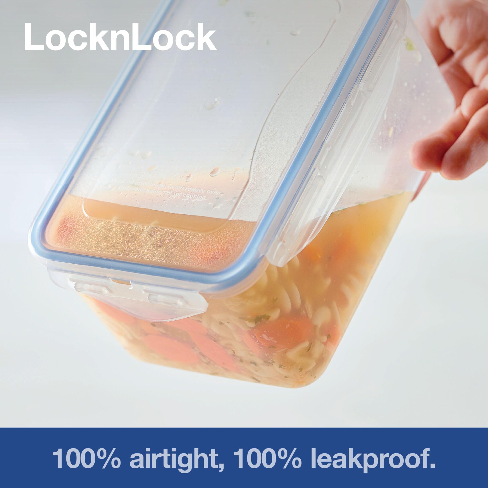 LocknLock Rectangular Food Containers with Lids Set of 3 - Plastic Airtight & Watertight Food Storage Containers, BPA Free & Dishwasher Safe, 3 x 1L, Blue