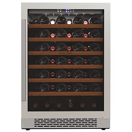 Ca'Lefort 24 Inch Wine Cooler, 54 Bottle Wine Fridge Single Zone with Modern Touch Intelligent Digital 40°-65°F Low Noise, Wine Cooler Refrigerator Built in or Freestanding for Home Kitchen