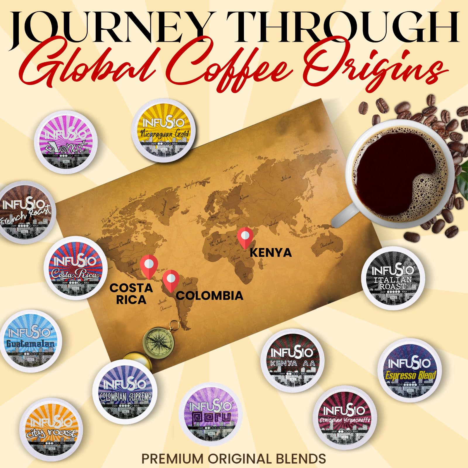 96 Count Variety (12 Amazing Blends), Single serve Coffee Pods for Keurig K Cup Brewers - Premium Roasted Coffee (Variety, 96 Compatible with 2.0)...