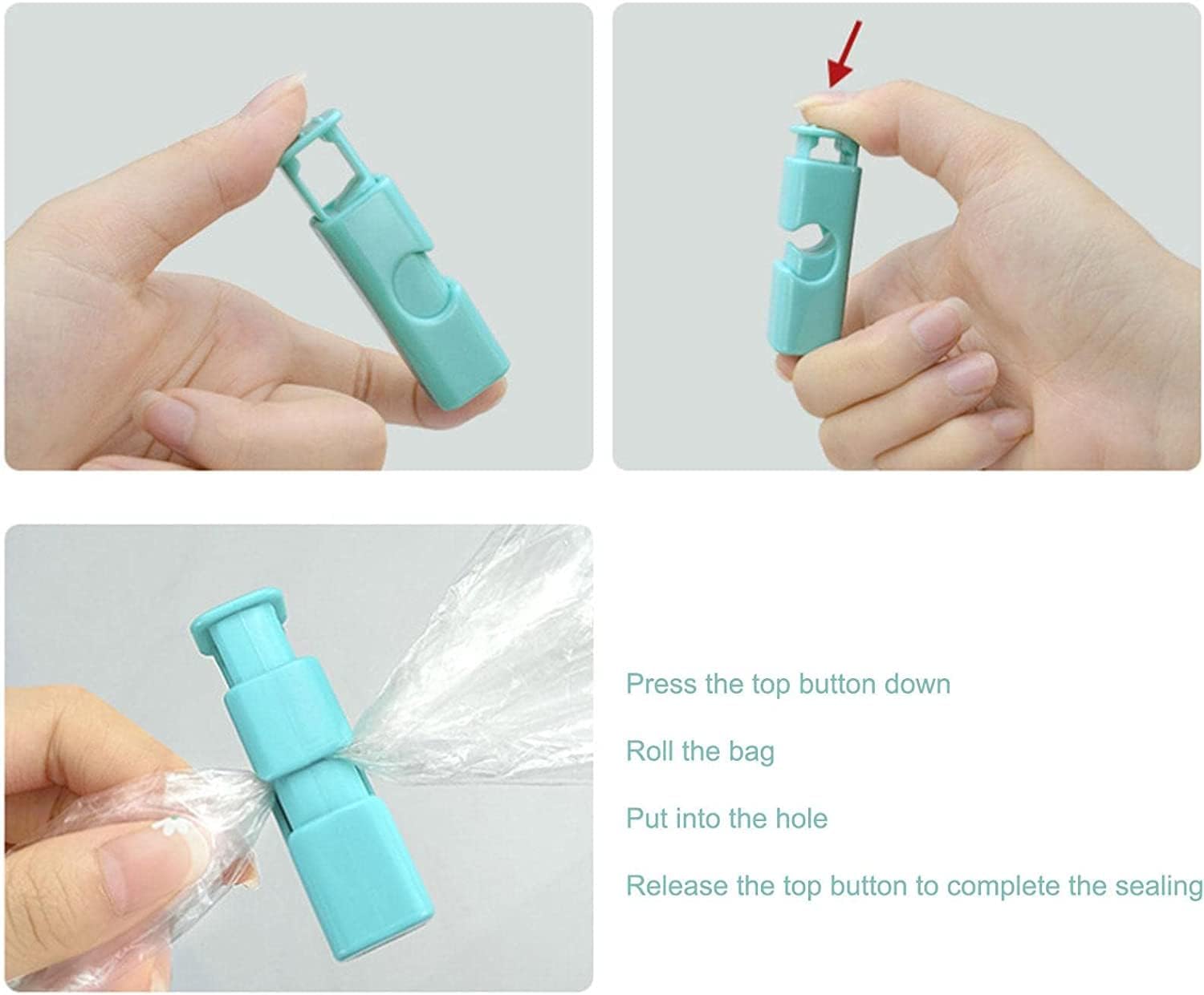 8pcs Bread Bag Seal Clip Squeeze and Lock Bread Bag Clips for Food Storage, Fresh-Keeping Sealing Clip Reusable Easy Squeeze & Lock for Snack Food Bread Bag, Plastic Bag Clip Strong Moistures-Proof