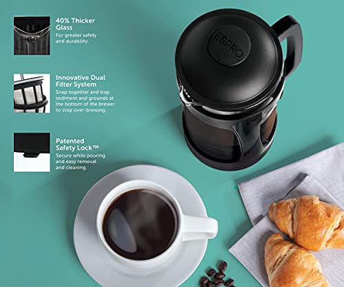 ESPRO P3 French Press - Double Micro-Filtered Coffee and Tea Maker, 32 Ounce, Black 100 Count Coffee Paper Filters