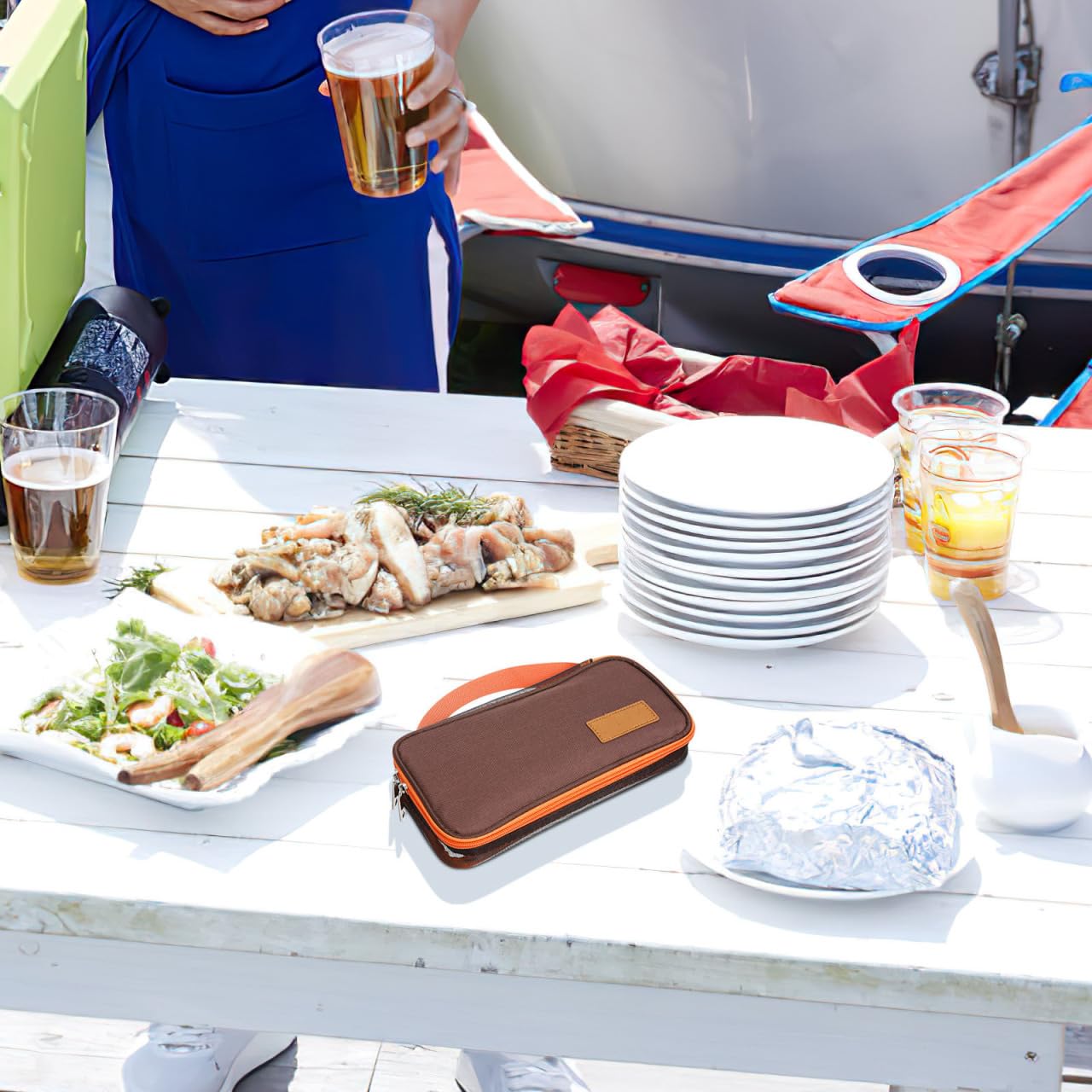 Camping Utensil Bag Travel Cookware Storage Bag Portable Silverware Bag Cooking Utensils Organizer Tableware Fork Spoon Chopsticks Organizer for Outdoor Travel Picnic Camping