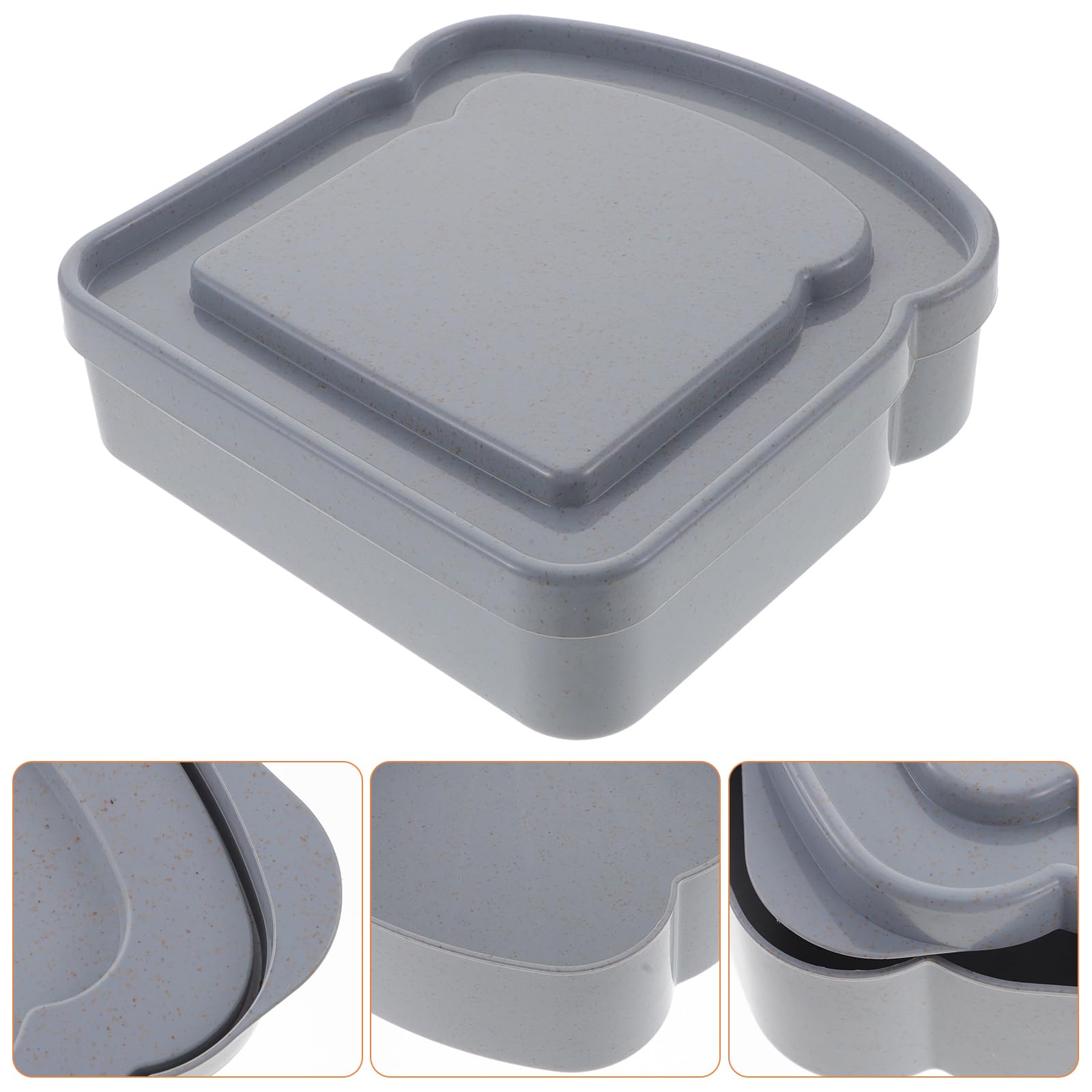 Ipetboom 4pcs Sandwich Containers Toast Shape Sandwich Box with Lid Food Storage Containers Lunch Containers for Meal Prep and Lunch Boxes - Grey, 5.1x4.8x1.6 Inch