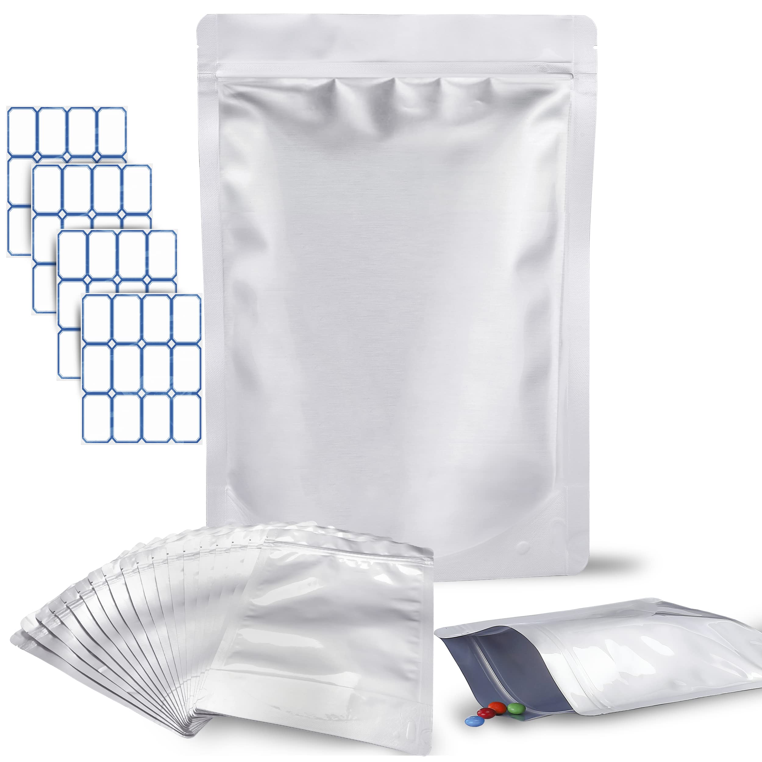 Zylooh Mylar Bags 100 Pcs – 1 Quart, 7.4 Mil, 7 x 10 Inches – Odour Free, Heat Resistant, Moisture Proof, Airtight Vacuum Seal Bag for Food Storage & More