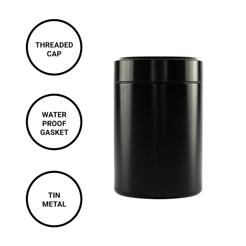 Joseph Spliffs Stash Can - Airtight Container, Waterproof Multipurpose Storage, Leaf Screw-Top Lid Lock - 3 Pack (60ml, 45mm*60mm Black)