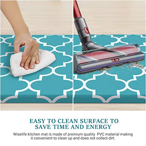 WISELIFE Kitchen Mat Cushioned Anti-Fatigue Kitchen Rug,17.3"x 60",Non Slip Waterproof Kitchen Mats and Rugs Heavy Duty PVC Ergonomic Comfort Mat for Kitchen, Floor Home, Office, Sink, Laundry, Green