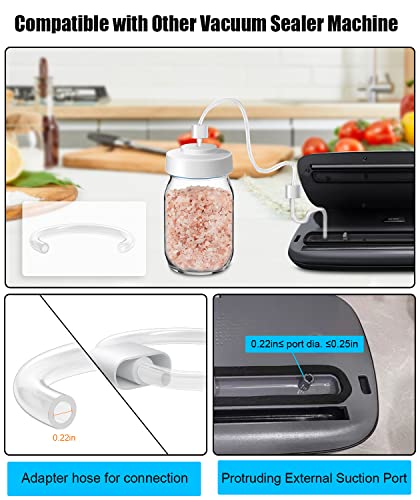 VICHYIE Jar Sealer for FoodSaver Vacuum Sealer, Jar Vacuum Sealing Kit with Accessory Hose and Portable Manual Vacuum Pump for Mason Jars with Wide and Regular Mouth