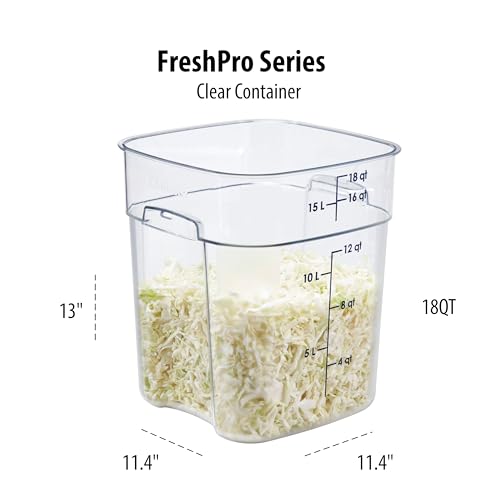 Cambro FreshPro 18Qt Food Storage Container in Clear for Industrial and Kitchen Use, Pantry Organization and Ingredient Freshness