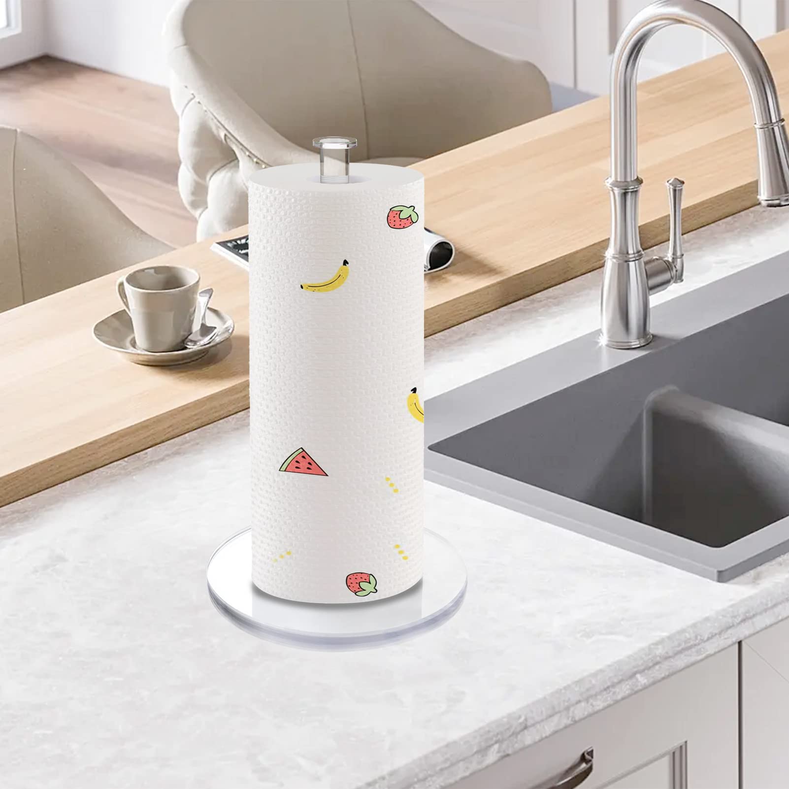 Bigfety Acrylic Paper Towel Holder, Paper Towel Stand for Countertop, White