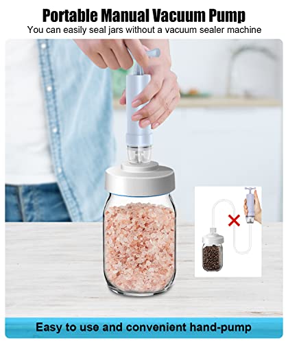 VICHYIE Jar Sealer for FoodSaver Vacuum Sealer, Jar Vacuum Sealing Kit with Accessory Hose and Portable Manual Vacuum Pump for Mason Jars with Wide and Regular Mouth