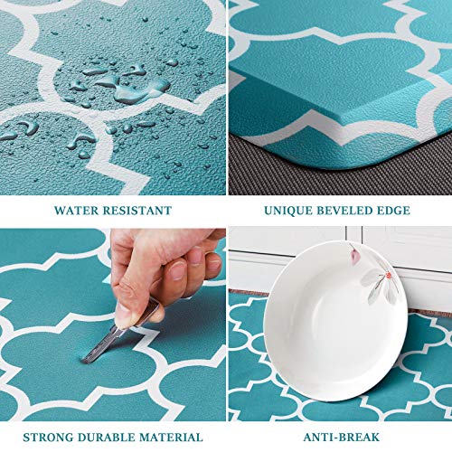 WISELIFE Kitchen Mat Cushioned Anti-Fatigue Kitchen Rug,17.3"x 60",Non Slip Waterproof Kitchen Mats and Rugs Heavy Duty PVC Ergonomic Comfort Mat for Kitchen, Floor Home, Office, Sink, Laundry, Green