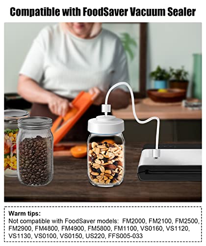 VICHYIE Jar Sealer for FoodSaver Vacuum Sealer, Jar Vacuum Sealing Kit with Accessory Hose and Portable Manual Vacuum Pump for Mason Jars with Wide and Regular Mouth