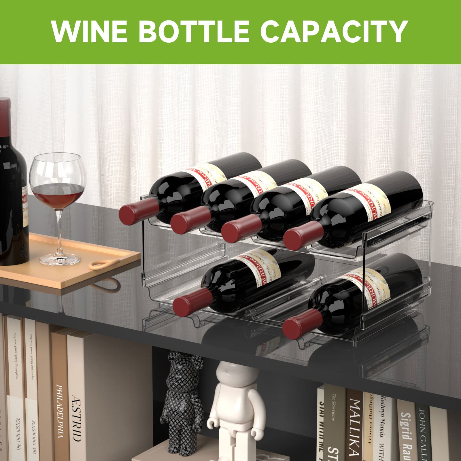 ZIJUND Water Bottle Organizer for Cabinet, 3 Pack Stackable Plastic Countertop Water Bottle Holder, Wine Racks for Kitchen Pantry Organization and Storage, Holds 12 Bottles