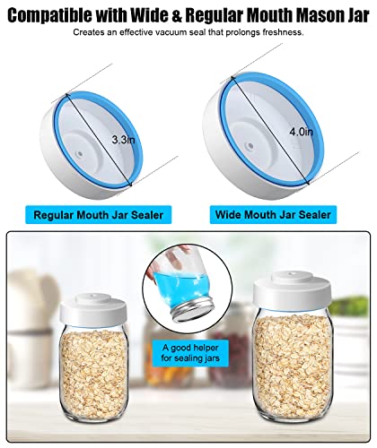 VICHYIE Jar Sealer for FoodSaver Vacuum Sealer, Jar Vacuum Sealing Kit with Accessory Hose and Portable Manual Vacuum Pump for Mason Jars with Wide and Regular Mouth