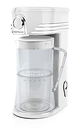 Nostalgia 3-Quart Iced Tea & Coffee Brewing System With Double-Insulated Pitcher, Strength Selector & Infuser Chamber, Also Perfect For Lattes, Lemonade, Flavored Water, White