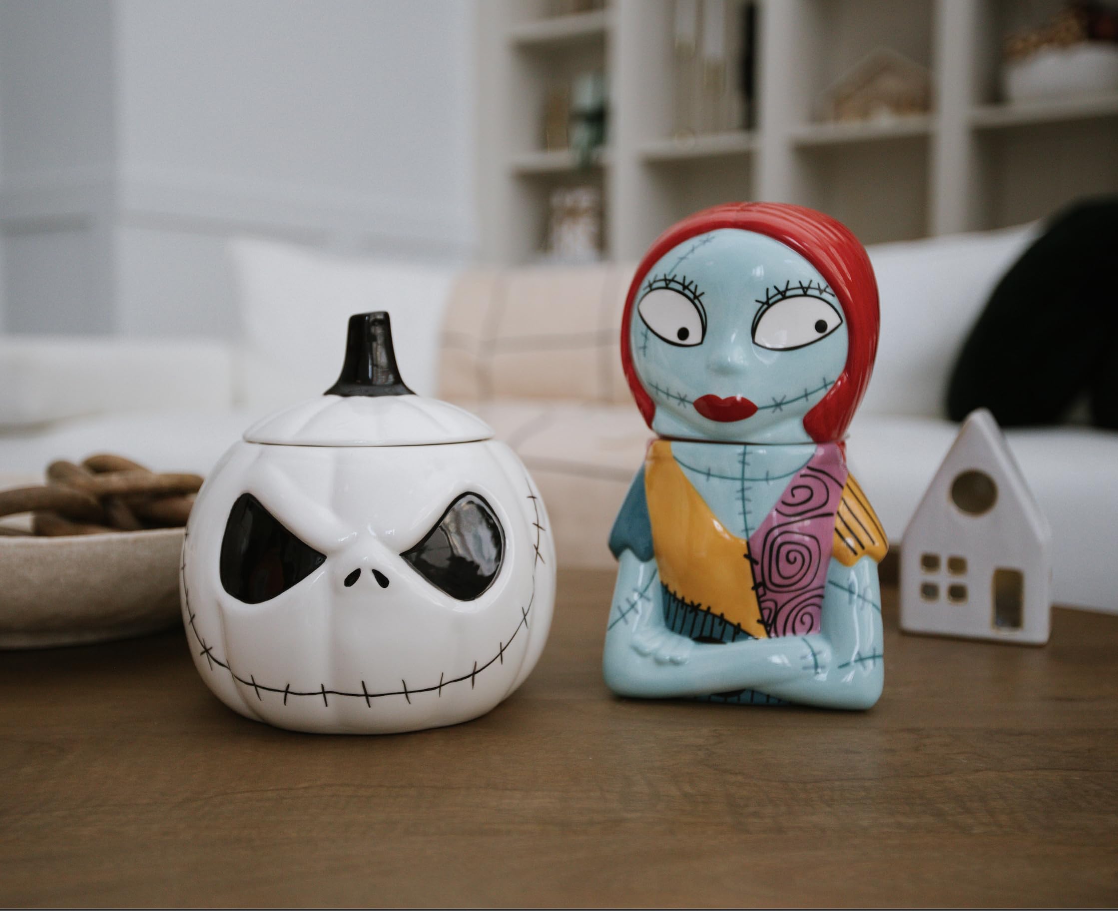 Disney Nightmare Before Christmas Jack Figural Cookie Jar or Candy Jar | Cute Ceramic Housewarming Gifts For Men and Women And Kids | Official Licensee | 1 Set