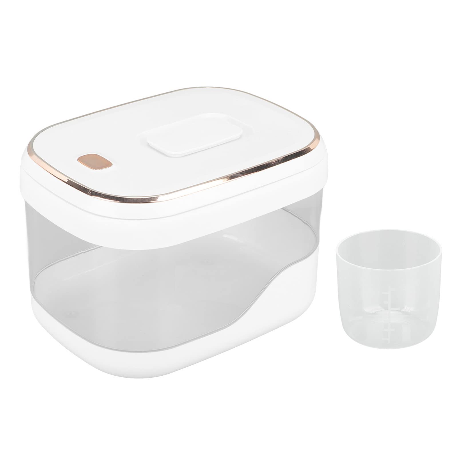 Grain Dispenser, Press Type Rice Bucket Large Capacity Rice Storage Container Dry Food Dispenser with Measuring Cup, Rice Holder Bin Rice Canister for Rice Cereal Flour Snacks (10KG)