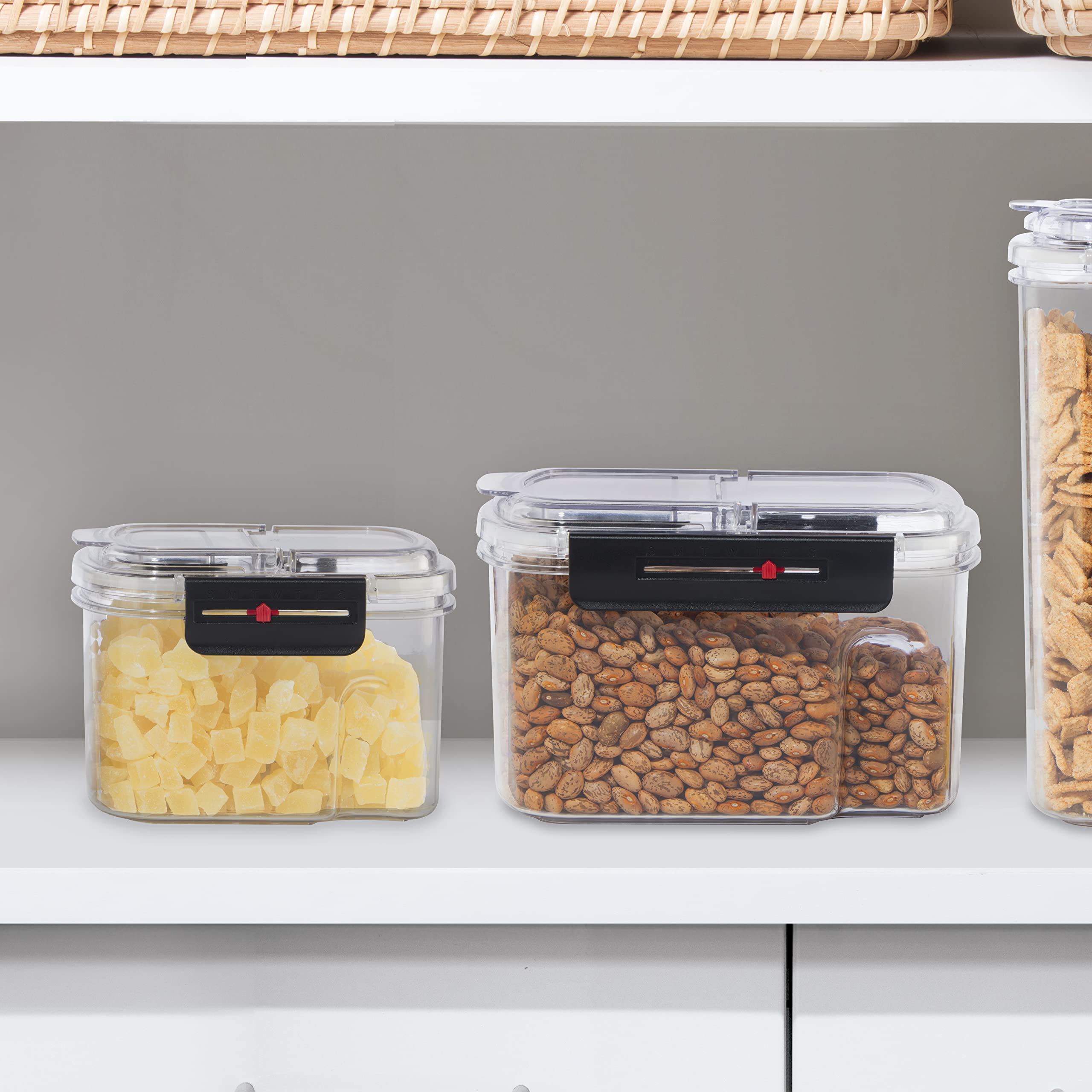 Oggi Easi Grip 23oz Moisture Proof Storage Container, Ultra Clear BPA-Free Sealable Canister, Flip Open Pouring Lid, Date Reminder Slider on Clip, Ideal Kitchen and Pantry Storage (23oz / 0.68lt)