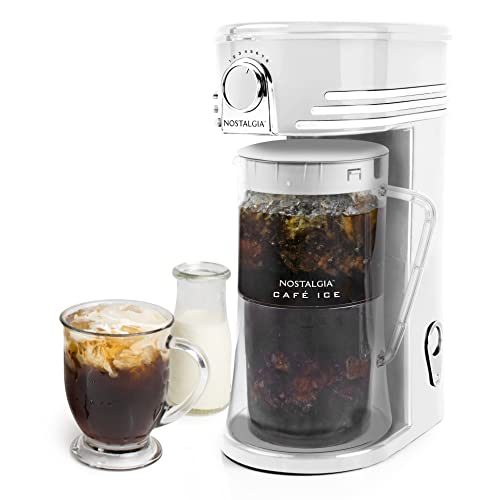 Nostalgia 3-Quart Iced Tea & Coffee Brewing System With Double-Insulated Pitcher, Strength Selector & Infuser Chamber, Also Perfect For Lattes, Lemonade, Flavored Water, White