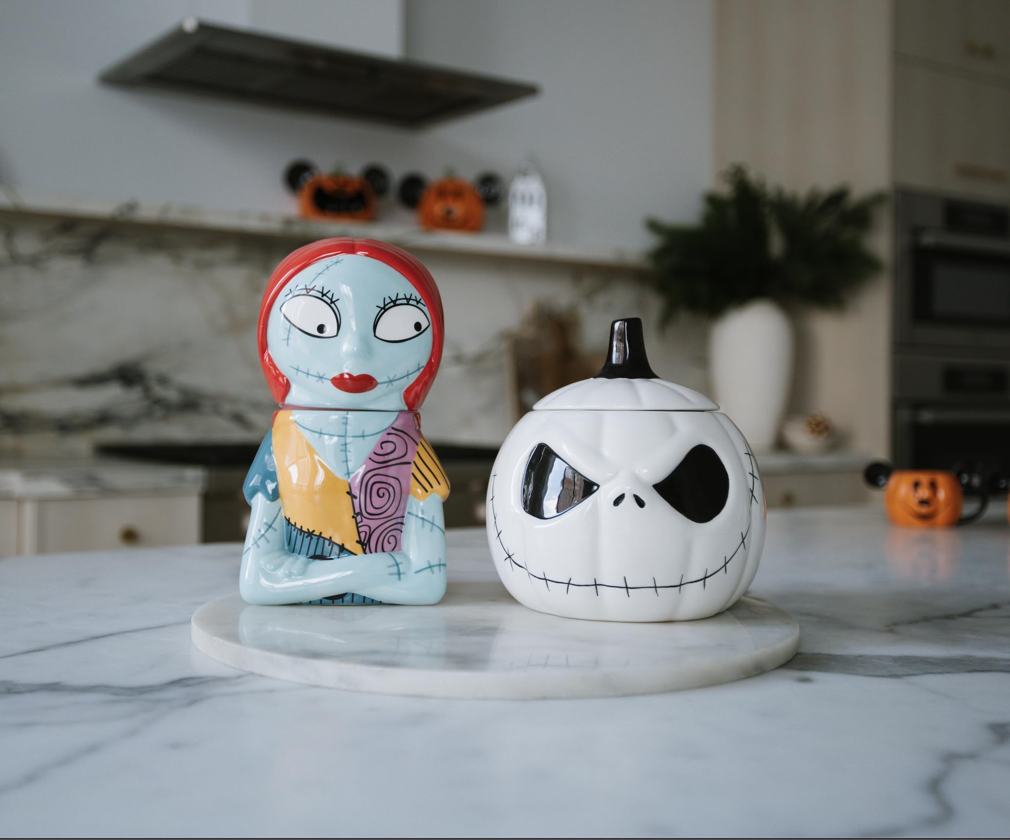 Disney Nightmare Before Christmas Jack Figural Cookie Jar or Candy Jar | Cute Ceramic Housewarming Gifts For Men and Women And Kids | Official Licensee | 1 Set