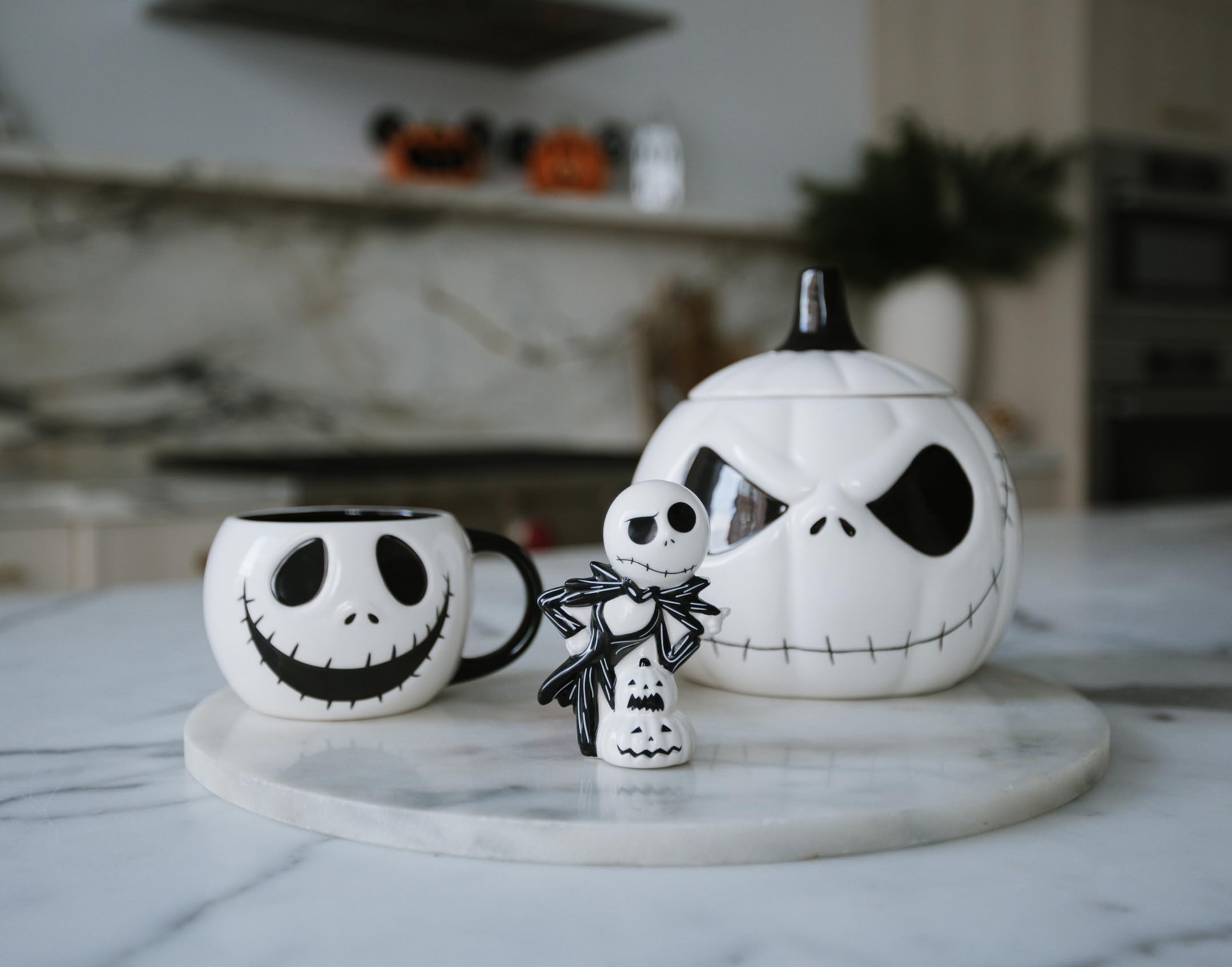 Disney Nightmare Before Christmas Jack Figural Cookie Jar or Candy Jar | Cute Ceramic Housewarming Gifts For Men and Women And Kids | Official Licensee | 1 Set