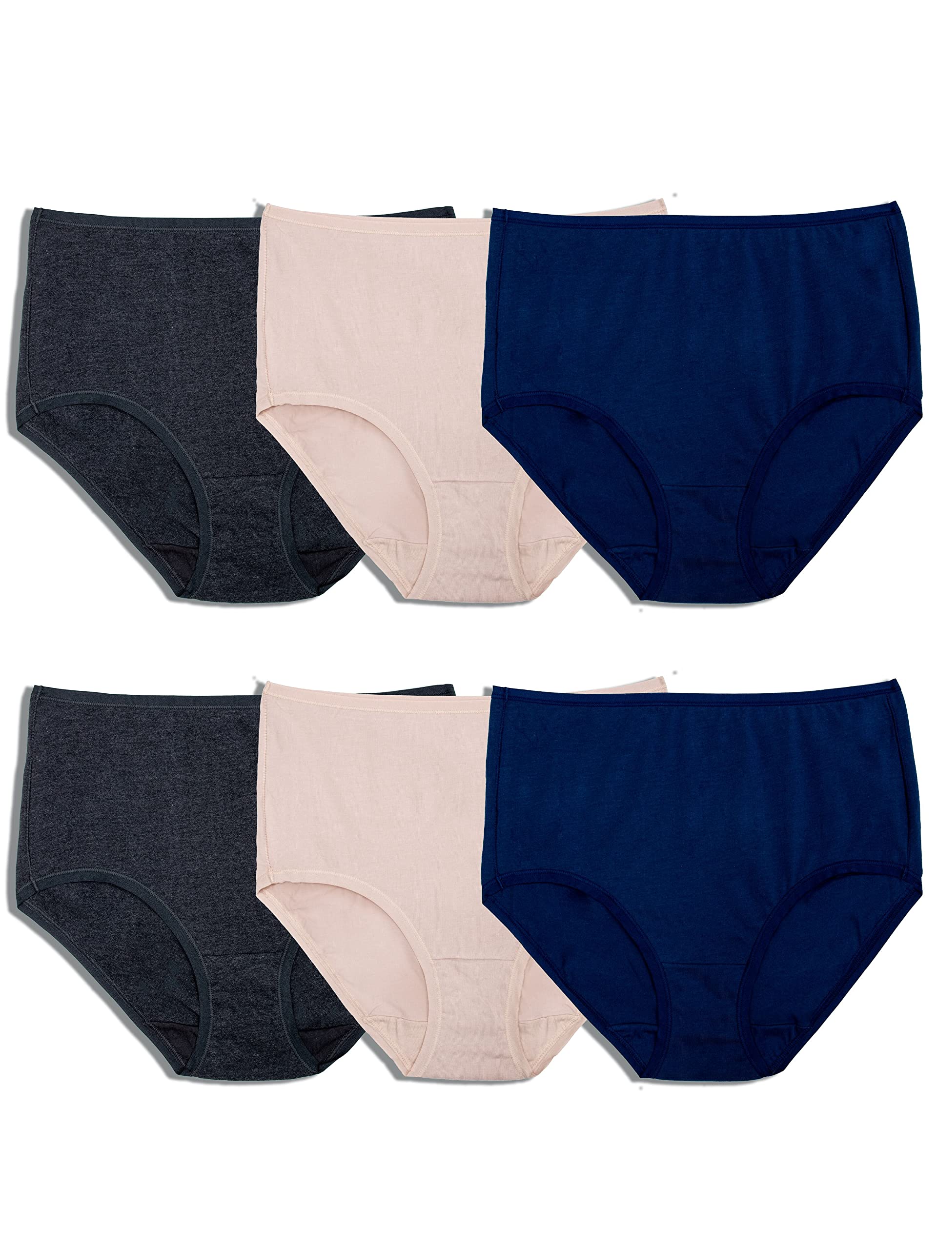Fruit of the Loom Women's 360 Underwear, High Performance Stretch for Effortless Comfort, Available in Plus Size, Cotton Blend-Brief-6 Pack-Colors May Vary, 6