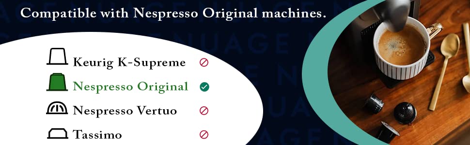 Nuage Coffee Espresso Capsules Original Line, 50 Pods Variety Pack, Aluminum Coffee Capsules Compatible with Nespresso OriginalLine Machines NOT VERTUO COMPATIBLE