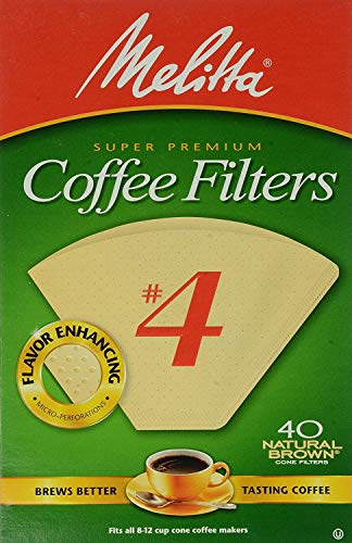 Melitta Thermal Carafe 10-Cup Pour-Over Coffee Brewer with 40 Extra #4 Natural Brown Cone Filters