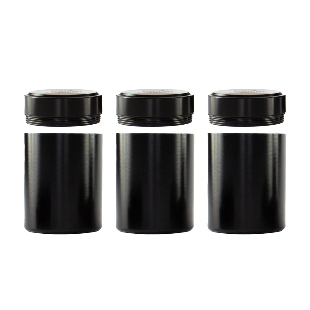 Joseph Spliffs Stash Can - Airtight Container, Waterproof Multipurpose Storage, Leaf Screw-Top Lid Lock - 3 Pack (60ml, 45mm*60mm Black)