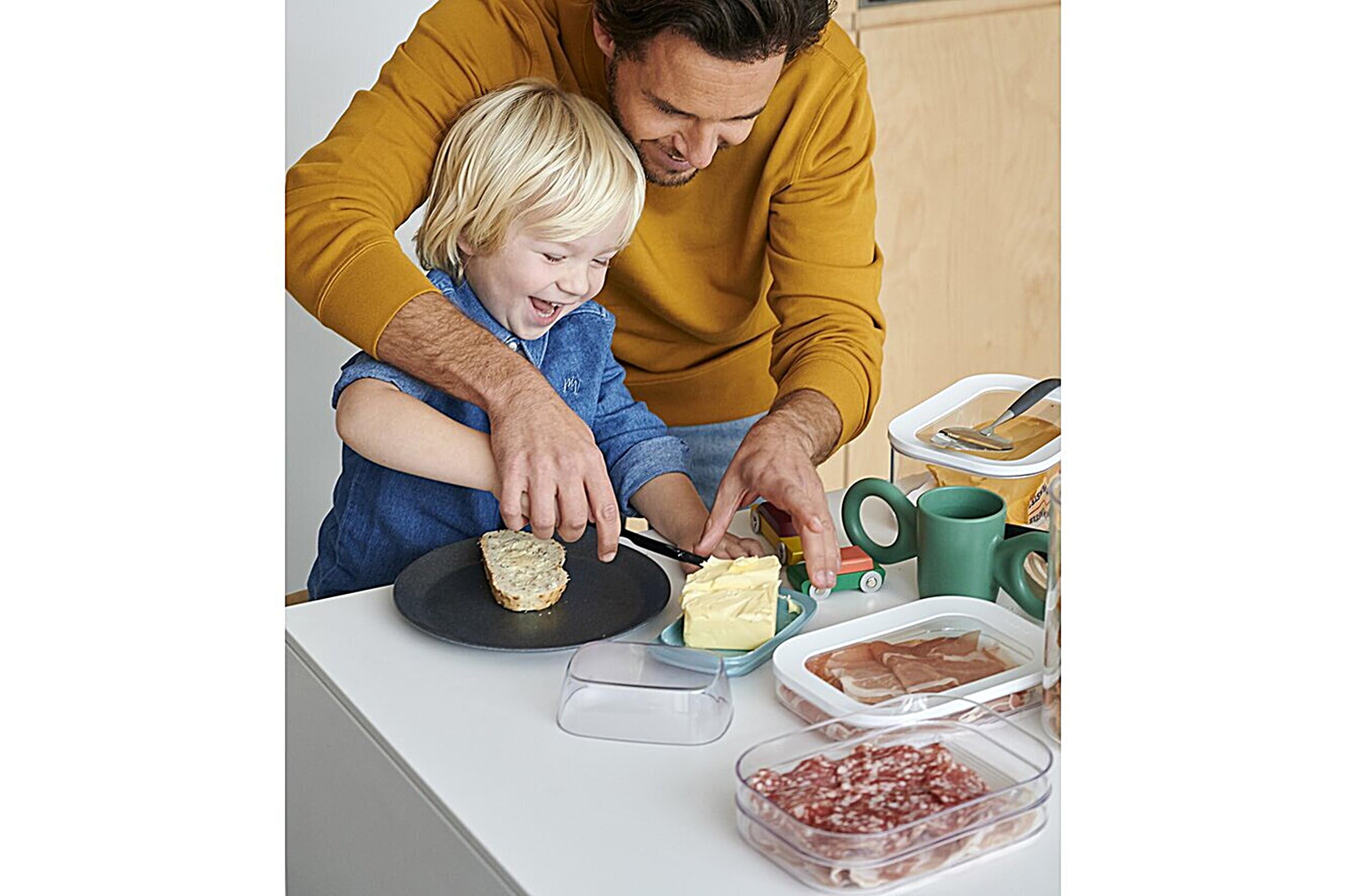 Mepal Meat Fridge Storage Containers 3 Layers - Container with Lid for Meat - Fridge Storage Box - Suitable for Storing Bacon & Meat Products - 3 Separate Fridge Storage Boxes - 3 x 550 ml - Black