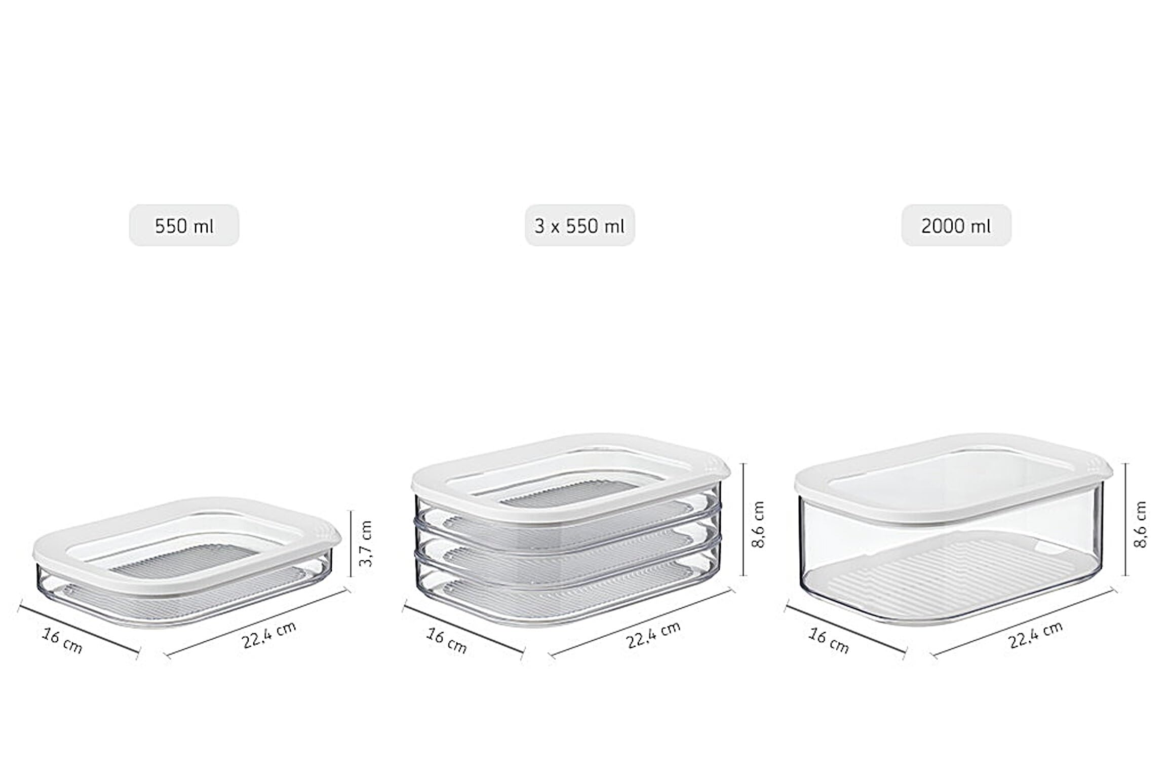 Mepal Meat Fridge Storage Containers 3 Layers - Container with Lid for Meat - Fridge Storage Box - Suitable for Storing Bacon & Meat Products - 3 Separate Fridge Storage Boxes - 3 x 550 ml - Black