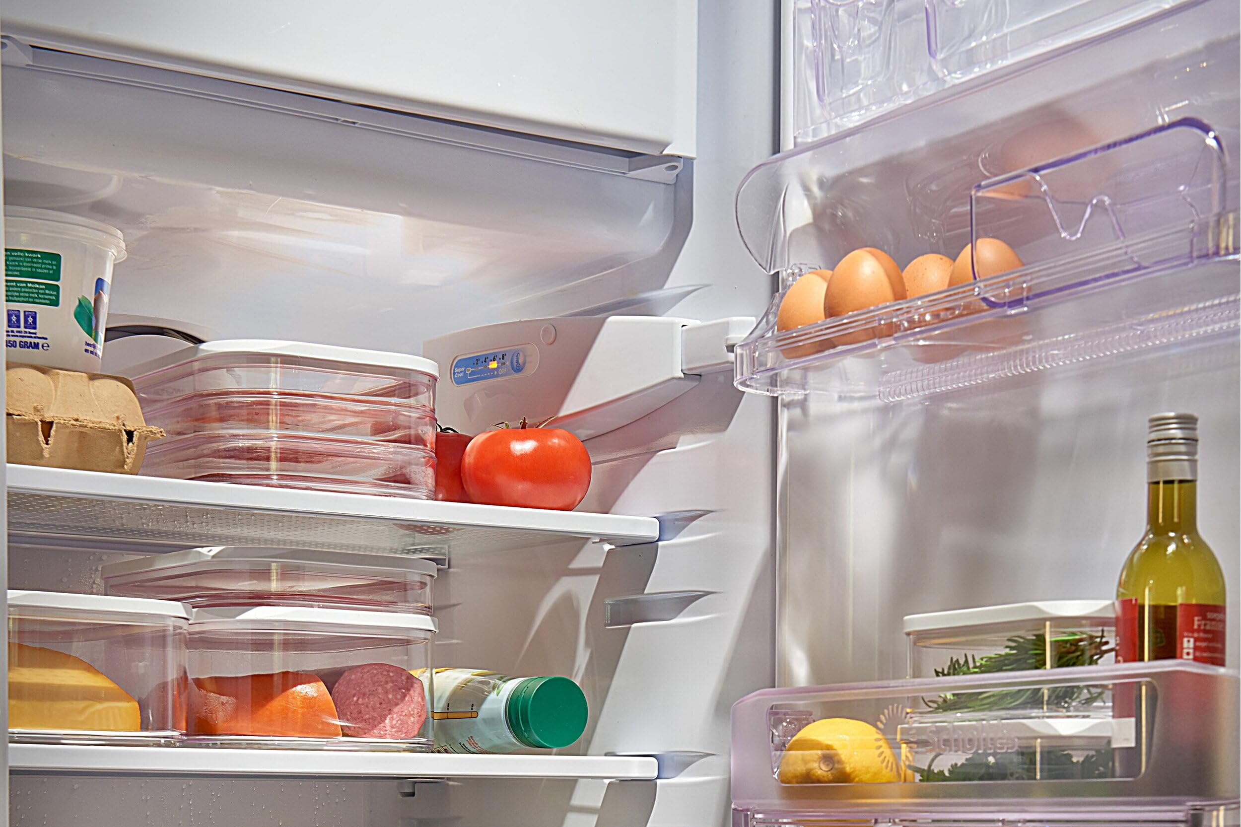 Mepal Meat Fridge Storage Containers 3 Layers - Container with Lid for Meat - Fridge Storage Box - Suitable for Storing Bacon & Meat Products - 3 Separate Fridge Storage Boxes - 3 x 550 ml - Black